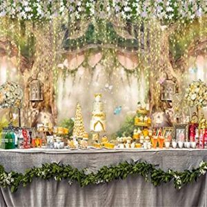 Leowefowa 7x5ft Vinyl Spring Backdrop Fairy Enchanted Flower Fairytale Forest Jungle Photo Background for Party Photoshoot Newborn Baby Kids Children Photography Studio Props Enchanted Forest Backdrop