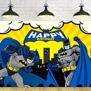 Bat Hero Backdrop for Birthday Party Decorations Blue Bat Hero Background for Baby Shower Party Cake Table Decorations Supplies Superhero Theme Banner 5x3ft