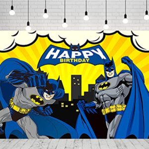 Bat Hero Backdrop for Birthday Party Decorations Blue Bat Hero Background for Baby Shower Party Cake Table Decorations Supplies Superhero Theme Banner 5x3ft