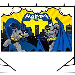 Bat Hero Backdrop for Birthday Party Decorations Blue Bat Hero Background for Baby Shower Party Cake Table Decorations Supplies Superhero Theme Banner 5x3ft