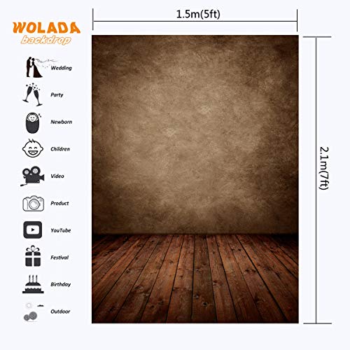 WOLADA 5x7FT Abstract Brown Wood Backdrops Newborn Photography Backdrop Retro Dark Wooden Floor Wall Backdrop Vintage Photo Backdrop Photographer Pictures Video Background Studio Props 10702