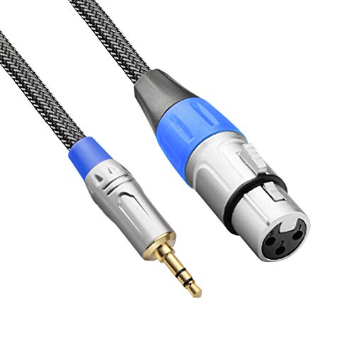 tisino XLR to 3.5mm Microphone Cable, XLR Female to 1/8 inch Mic Cord for Camcorders, DSLR Cameras, Computer Recording Device, and More - 3.3 feet