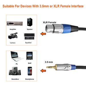 tisino XLR to 3.5mm Microphone Cable, XLR Female to 1/8 inch Mic Cord for Camcorders, DSLR Cameras, Computer Recording Device, and More - 3.3 feet