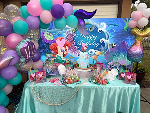 Dost Mermaid Themed Backdrop Under The Sea Little Mermaid Backdrop Mermaid Princess Girls Birthday Party Decoration Ariel Mermaid Photo Backdrop(7x5FT), Dost-cy257-7x5FT