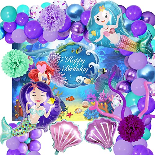 Dost Mermaid Themed Backdrop Under The Sea Little Mermaid Backdrop Mermaid Princess Girls Birthday Party Decoration Ariel Mermaid Photo Backdrop(7x5FT), Dost-cy257-7x5FT