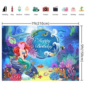 Dost Mermaid Themed Backdrop Under The Sea Little Mermaid Backdrop Mermaid Princess Girls Birthday Party Decoration Ariel Mermaid Photo Backdrop(7x5FT), Dost-cy257-7x5FT