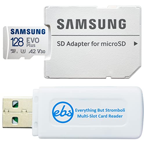 Samsung EVO Plus 128GB Micro SDXC Memory Card for Samsung Phone Works with Galaxy S20 FE, S20 Fan Edition 5G Cell Phone (MB-MC128KA) Bundle with (1) Everything But Stromboli SD & MicroSD Card Reader