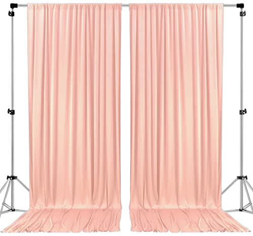 AK TRADING CO. 10 feet x 10 feet Polyester Backdrop Drapes Curtains Panels with Rod Pockets - Wedding Ceremony Party Home Window Decorations - Peach