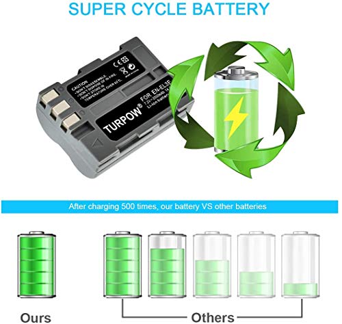 2Packs EN-EL3E 2000mAh Battery and Dual Slot Charger Compatible with Nikon D50, D70, D70s, D80, D90, D100, D200, D300, D300S, D700 D900 MH-18, MH-18a, MH-19, MB-D200, MB-D10 & More Digital SLR Camera