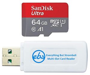 sandisk ultra 64gb micro sd card for motorola phone works with moto g power (2021), one 5g ace, moto g play (sdsqua4-064g-gn6mn) bundle with (1) everything but stromboli microsdxc memory card reader