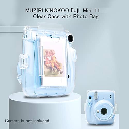 MUZIRI KINOKOO Mini 11 Case Compatible with Fuji Instax Mini 11 Instant Camera -Hard PVC Crystal Clear Case with Back Photo Pocket to Store Films -Transparent