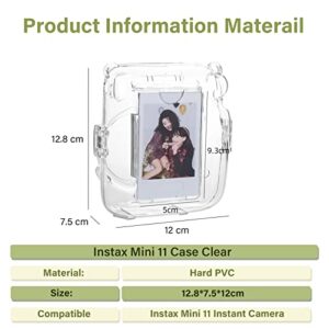 MUZIRI KINOKOO Mini 11 Case Compatible with Fuji Instax Mini 11 Instant Camera -Hard PVC Crystal Clear Case with Back Photo Pocket to Store Films -Transparent