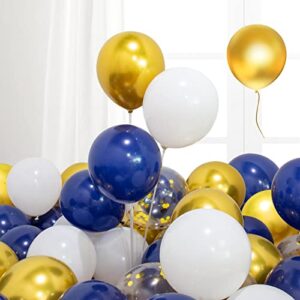 INPHER Happy Birthday Backdrop Navy Blue and Gold Birthday Decorations Backdrop 55 Pack Navy Blue Gold Balloon Arch Garland Kit Happy Birthday Banner Party Decorations for Kids Men Women