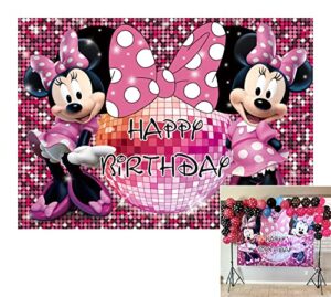 cartoon mouse backdrop pink girls birthday lights ball bowknot glitter sequin dot photo background kid girls birthday party supplies 7x5ft newborn baby shower decoration photo booth studio prop