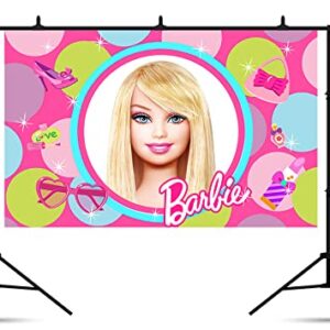 Pink Backdrops for Barbie Birthday Party Decorations Supplies Barbie Baby Shower Photo Background for Girl Lady Birthday Party Cake Table Decorations Barbie Birthday Banner 5x3ft