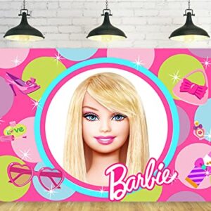 Pink Backdrops for Barbie Birthday Party Decorations Supplies Barbie Baby Shower Photo Background for Girl Lady Birthday Party Cake Table Decorations Barbie Birthday Banner 5x3ft