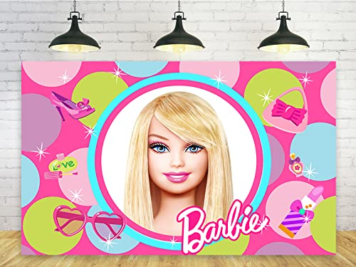 Pink Backdrops for Barbie Birthday Party Decorations Supplies Barbie Baby Shower Photo Background for Girl Lady Birthday Party Cake Table Decorations Barbie Birthday Banner 5x3ft