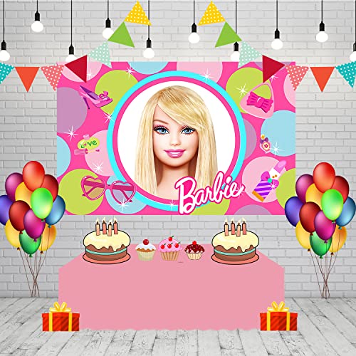 Pink Backdrops for Barbie Birthday Party Decorations Supplies Barbie Baby Shower Photo Background for Girl Lady Birthday Party Cake Table Decorations Barbie Birthday Banner 5x3ft