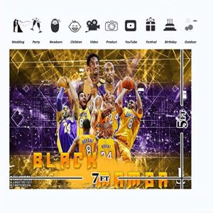 Kobe Bryant Backdrop 7ft Black Mamba Kobe Bryant Themed Birthday Decorations Gold and Purple Basketball Count Backdrops Happy Birthday for Boys Vinyl Kobe Poster