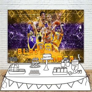 Kobe Bryant Backdrop 7ft Black Mamba Kobe Bryant Themed Birthday Decorations Gold and Purple Basketball Count Backdrops Happy Birthday for Boys Vinyl Kobe Poster