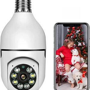 YOBANSE Light Bulb Security Camera, 360 Degree Light Bulb Camera WiFi Outdoor, 1080P Panoramic Wireless Home Surveillance Cameras, Two Way Audio, Night Vision, Smart Motion Detection and Alarm E27