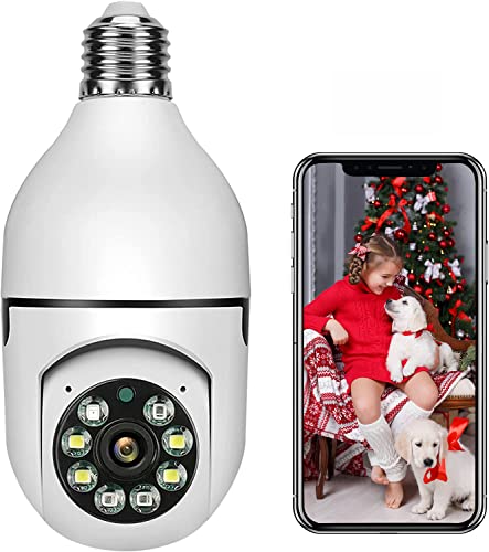 YOBANSE Light Bulb Security Camera, 360 Degree Light Bulb Camera WiFi Outdoor, 1080P Panoramic Wireless Home Surveillance Cameras, Two Way Audio, Night Vision, Smart Motion Detection and Alarm E27