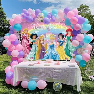 Princess Birthday Backdrop Princess Theme Photography Background Girls Party Supplies Princess Baby Shower Decorations Cake Table Banner Kids Photo Booth Props 7x5FT