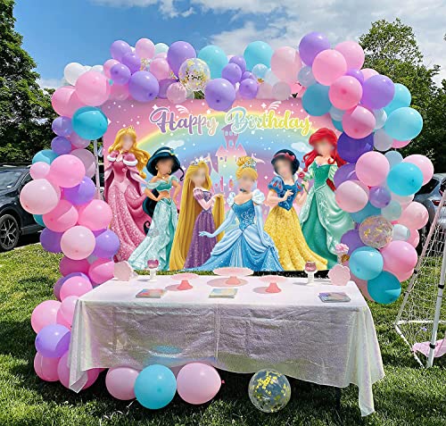 Princess Birthday Backdrop Princess Theme Photography Background Girls Party Supplies Princess Baby Shower Decorations Cake Table Banner Kids Photo Booth Props 7x5FT