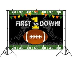 Ticuenicoa 7x5ft Football Themed 1st Birthday Backdrop Happy Birthday Party Decorations for Boy First Down Photography Background for First Birthday Party Newborn Birthday Banner Photo Booth Props