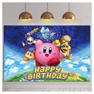 kirby-star happy birthday photography backdrop 5x3ft princess kids kirby-star party happy birthday party decoration photo background