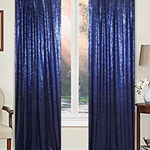 AMZLOKAE Sequin Curtains 2 Panels 2FTx8FT Navy Blue Sequin Curtain Backdrop Sequin Window Curtains Photography Backdrop Glitter Backdrop for Birthday Party Navy Fabric Sparkle Sequin Backdrop