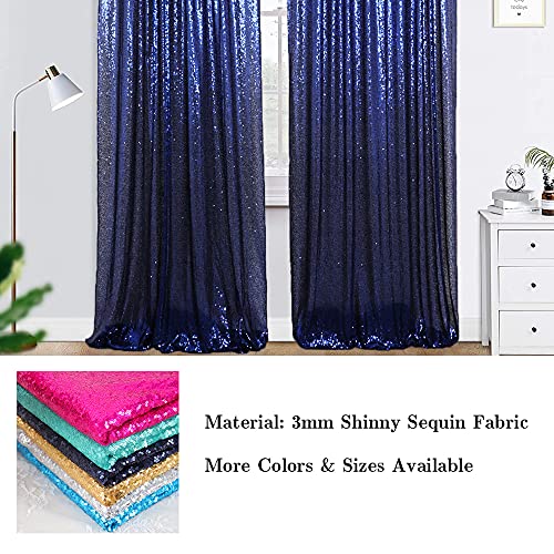 AMZLOKAE Sequin Curtains 2 Panels 2FTx8FT Navy Blue Sequin Curtain Backdrop Sequin Window Curtains Photography Backdrop Glitter Backdrop for Birthday Party Navy Fabric Sparkle Sequin Backdrop