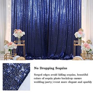 AMZLOKAE Sequin Curtains 2 Panels 2FTx8FT Navy Blue Sequin Curtain Backdrop Sequin Window Curtains Photography Backdrop Glitter Backdrop for Birthday Party Navy Fabric Sparkle Sequin Backdrop