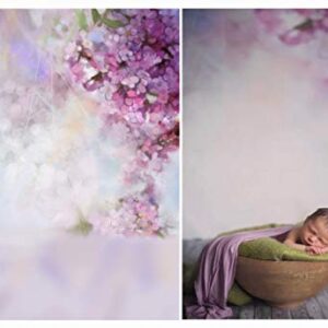 Laeacco Floral Background 5x7ft Oil Painting Watercolor Drawing Wall Flowers Photography Background Light Purple Blooming Spring Cherry Blossoms Abstract Photo Studio Backdrop Bokeh Children Photos