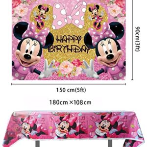 Mouse Backdrop and Mouse Tablecloth Girls Birthday Party Backdrop and Table Cover Mouse Birthday Party Supplies