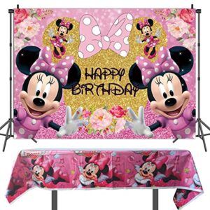 Mouse Backdrop and Mouse Tablecloth Girls Birthday Party Backdrop and Table Cover Mouse Birthday Party Supplies