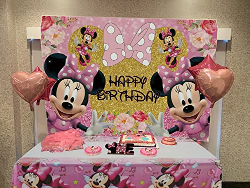 Mouse Backdrop and Mouse Tablecloth Girls Birthday Party Backdrop and Table Cover Mouse Birthday Party Supplies