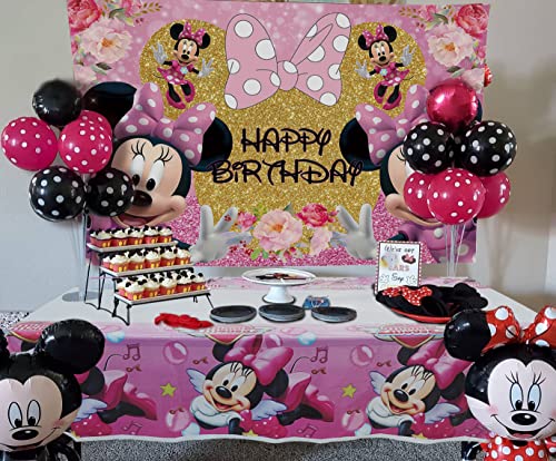 Mouse Backdrop and Mouse Tablecloth Girls Birthday Party Backdrop and Table Cover Mouse Birthday Party Supplies