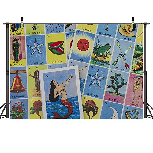 Mexico Loteria Cards Backdrop for Photography Picture Mexican Bingo Photo Video Studio Newborn Baby Shower Background Stitching Mexico Birthday Party Studio Props Banner