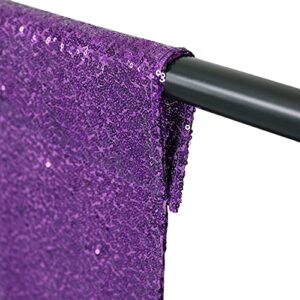 HELAKU Purple Sequin Backdrop Curtains - 2 Panels 2.3x8Ft Purple Glitter Background Backdrop Sparkly Curtains for Birthday Wedding Party Decorations