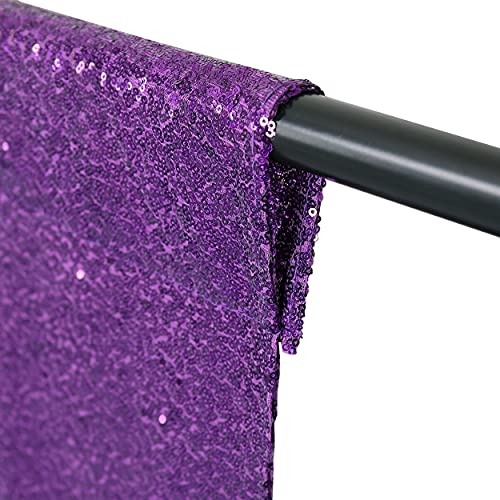 HELAKU Purple Sequin Backdrop Curtains - 2 Panels 2.3x8Ft Purple Glitter Background Backdrop Sparkly Curtains for Birthday Wedding Party Decorations