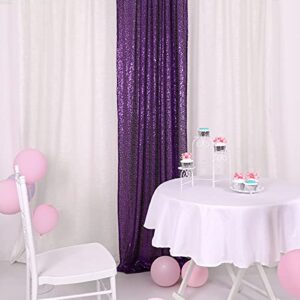 HELAKU Purple Sequin Backdrop Curtains - 2 Panels 2.3x8Ft Purple Glitter Background Backdrop Sparkly Curtains for Birthday Wedding Party Decorations