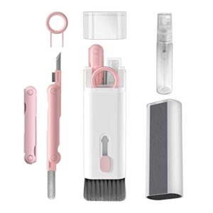 7-in-1 airpod cleaner kit – laptop cleaner – keyboard cleaner kit, portable multifunctional cleaning tool for pc monitor/earbud/cell phone/laptop/computer/bluetooth earphones (pink)