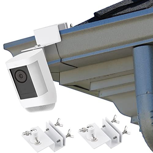 2Pack Gutter Mount for Ring Spotlight Cam Plus/Pro (Battery), Weatherproof Metal Mount Bracket for Your Ring Security Camera (White)