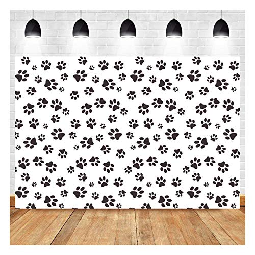 Cartoons Puppy Dog Paw Theme Photography Backdrops Kids Boys Birthday Party Banner Photo Background Newborn Baby Shower Candy Cake Table Decor Photobooth Props 5x3ft Vinyl