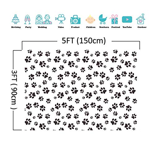 Cartoons Puppy Dog Paw Theme Photography Backdrops Kids Boys Birthday Party Banner Photo Background Newborn Baby Shower Candy Cake Table Decor Photobooth Props 5x3ft Vinyl