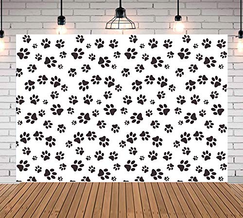 Cartoons Puppy Dog Paw Theme Photography Backdrops Kids Boys Birthday Party Banner Photo Background Newborn Baby Shower Candy Cake Table Decor Photobooth Props 5x3ft Vinyl