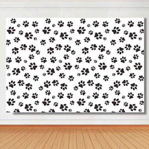 Cartoons Puppy Dog Paw Theme Photography Backdrops Kids Boys Birthday Party Banner Photo Background Newborn Baby Shower Candy Cake Table Decor Photobooth Props 5x3ft Vinyl