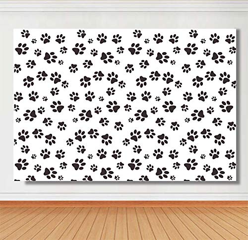 Cartoons Puppy Dog Paw Theme Photography Backdrops Kids Boys Birthday Party Banner Photo Background Newborn Baby Shower Candy Cake Table Decor Photobooth Props 5x3ft Vinyl