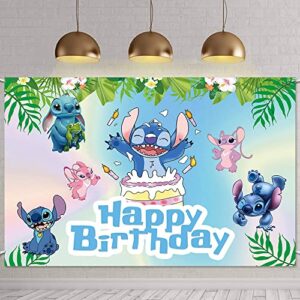 cartoon aloha theme happy birthday photography backdrop tropical summer photo background cartoon theme party decoration banner 5x3ft